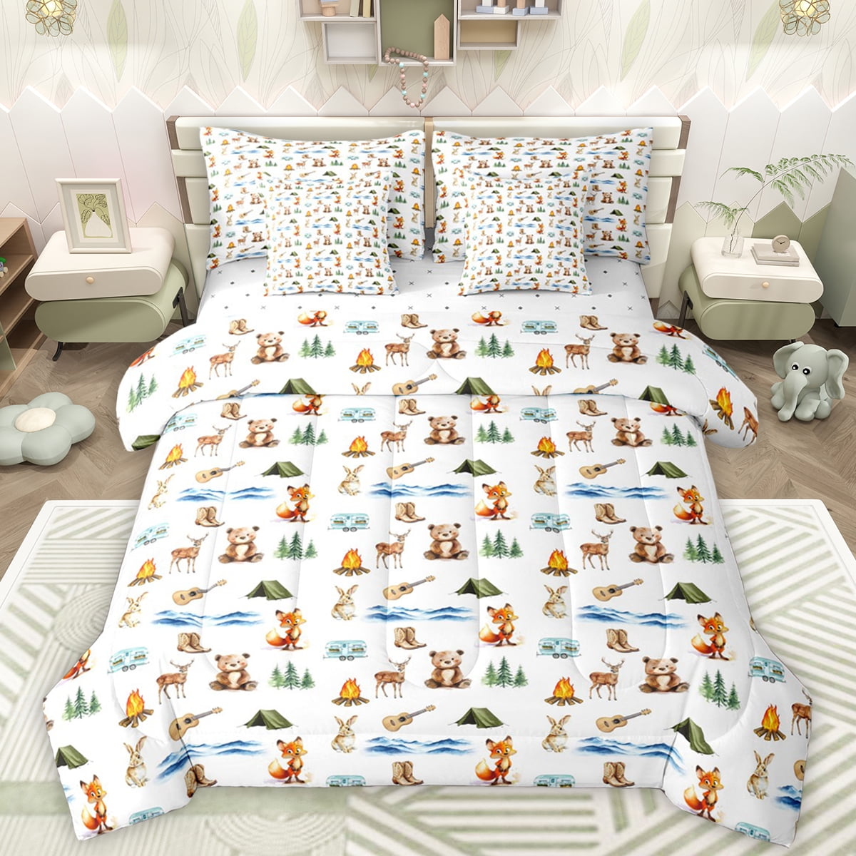 Manfei Kawaii Fox Rabbit 7pcs Bedding Comforter Set,Cartoon Music ...