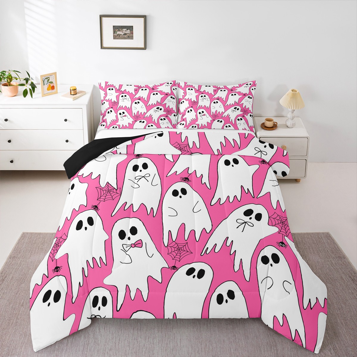 Manfei Kawaii Funny Ghost Bedding Comforter Set,Halloween Theme Twin ...