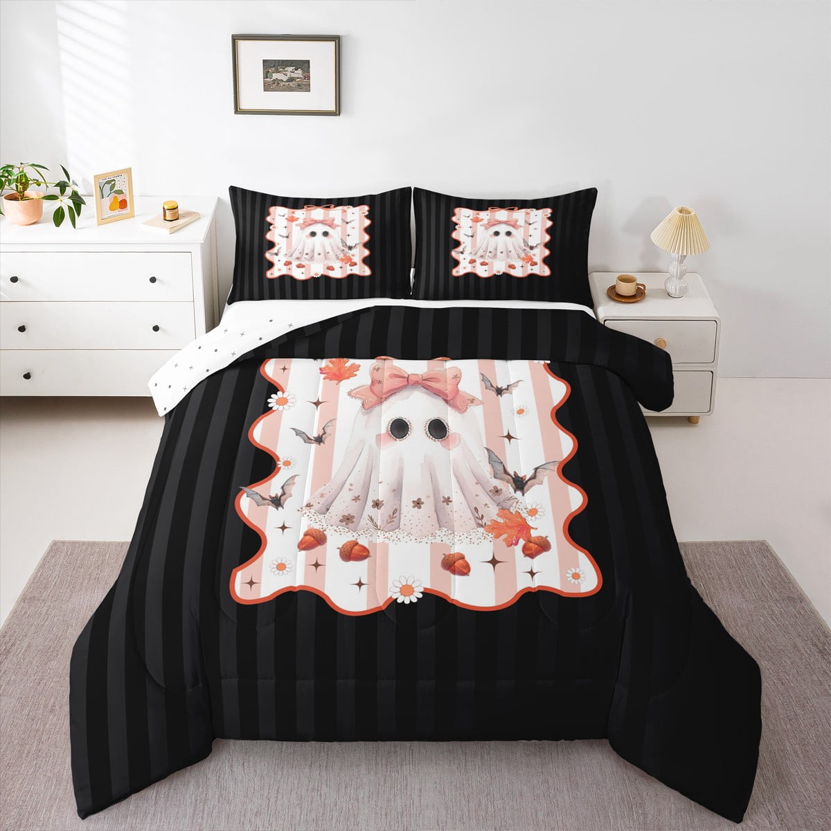Manfei Kawaii Ghost King Size Comforter Sets,Halloween Theme Bedding ...