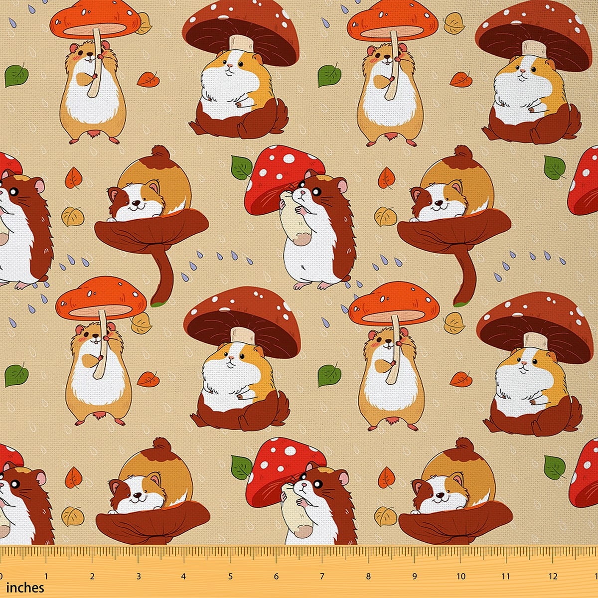 Manfei Kawaii Guinea Pig Sewing & Crafting Fabric (1 Yard), Botanical ...