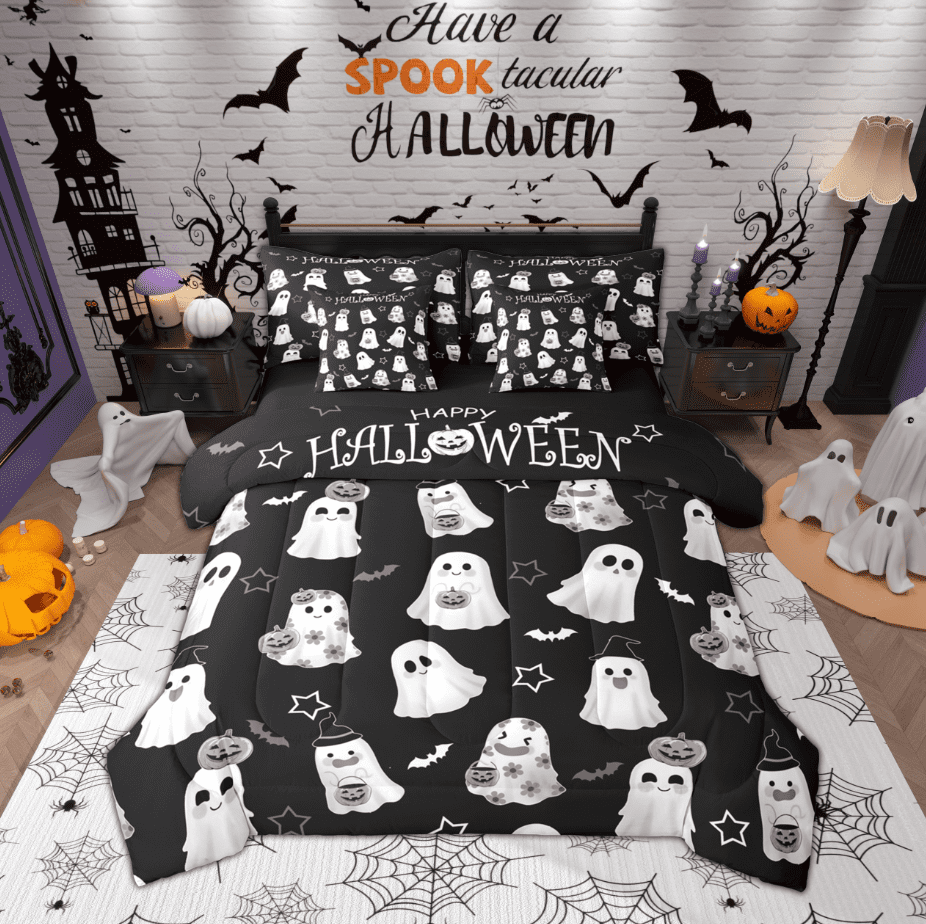 Manfei Kawaii Halloween Ghost Bedding Comforter Set 7pcs for Kids ...