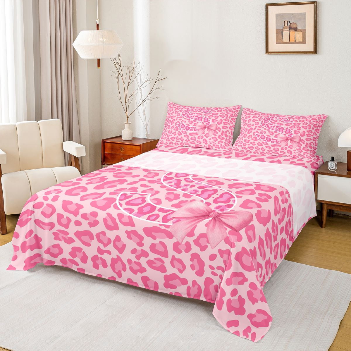 Homewish Kid Initial S Letter Teen Twin Sheet Set, Leopard Cheetah ...