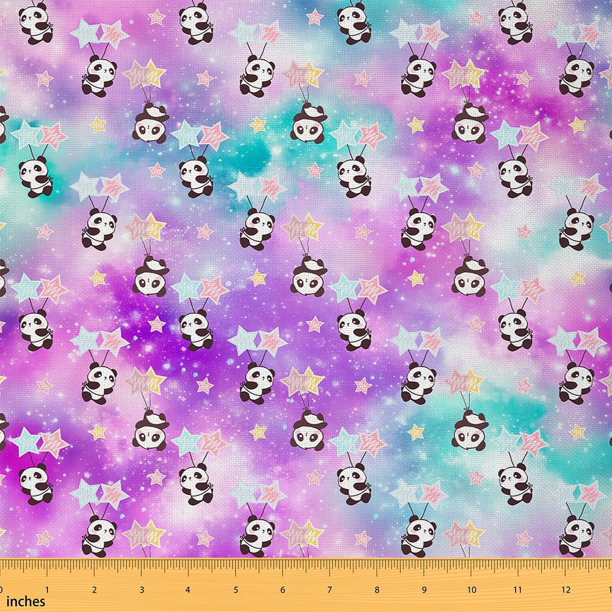 Manfei Kawaii Panda Sewing & Crafting Fabric (2 Yards), Colorful Stars ...