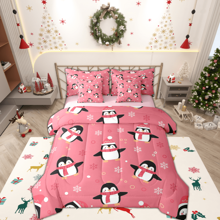 Manfei Kawaii Penguin 7 Pieces Bedding Comforter Set,Wild Ocean Animal ...