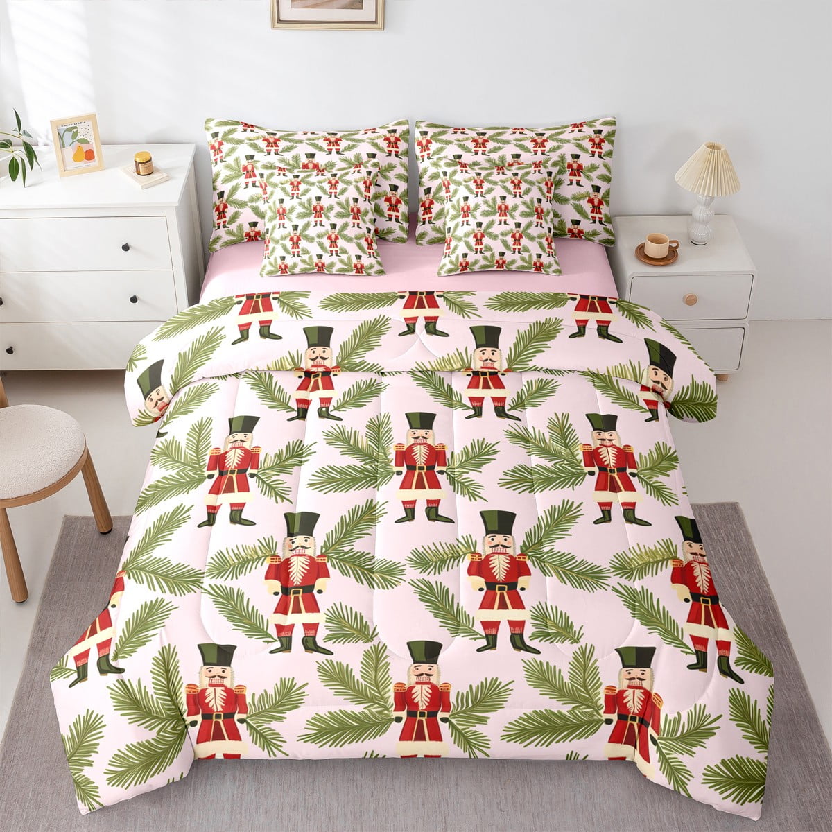 Manfei Kawaii Retro Nutcracker Bedding Comforter Set 7-Piece, Cartoon ...