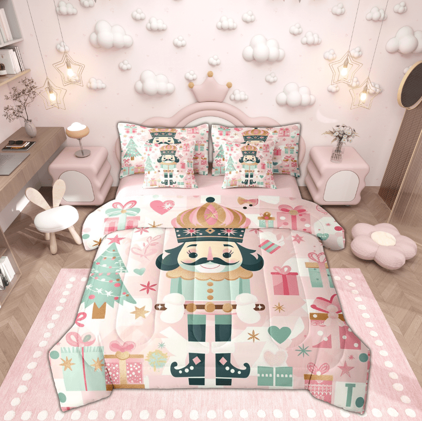 Manfei Kawaii Retro Nutcracker Bedding Comforter Set 7 Pieces, Cartoon ...