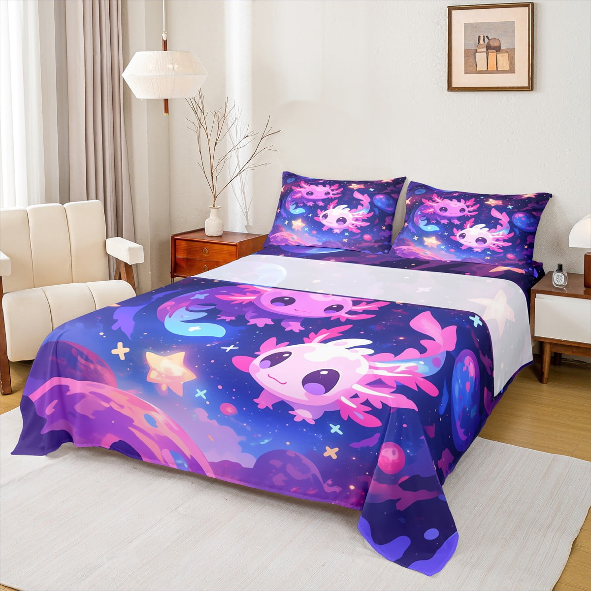 Manfei Kawaii Salamander Axolotl Twin Sheet Sets,Magic Ocean Animal ...