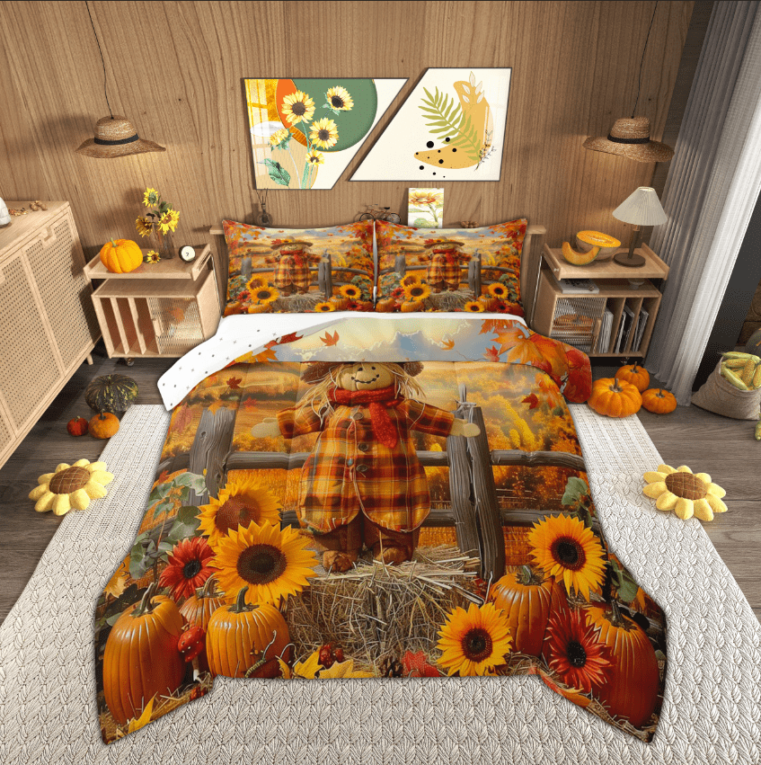 Manfei Kawaii Scarecrow Child Full Size Comforter Sets, Farmhouse ...