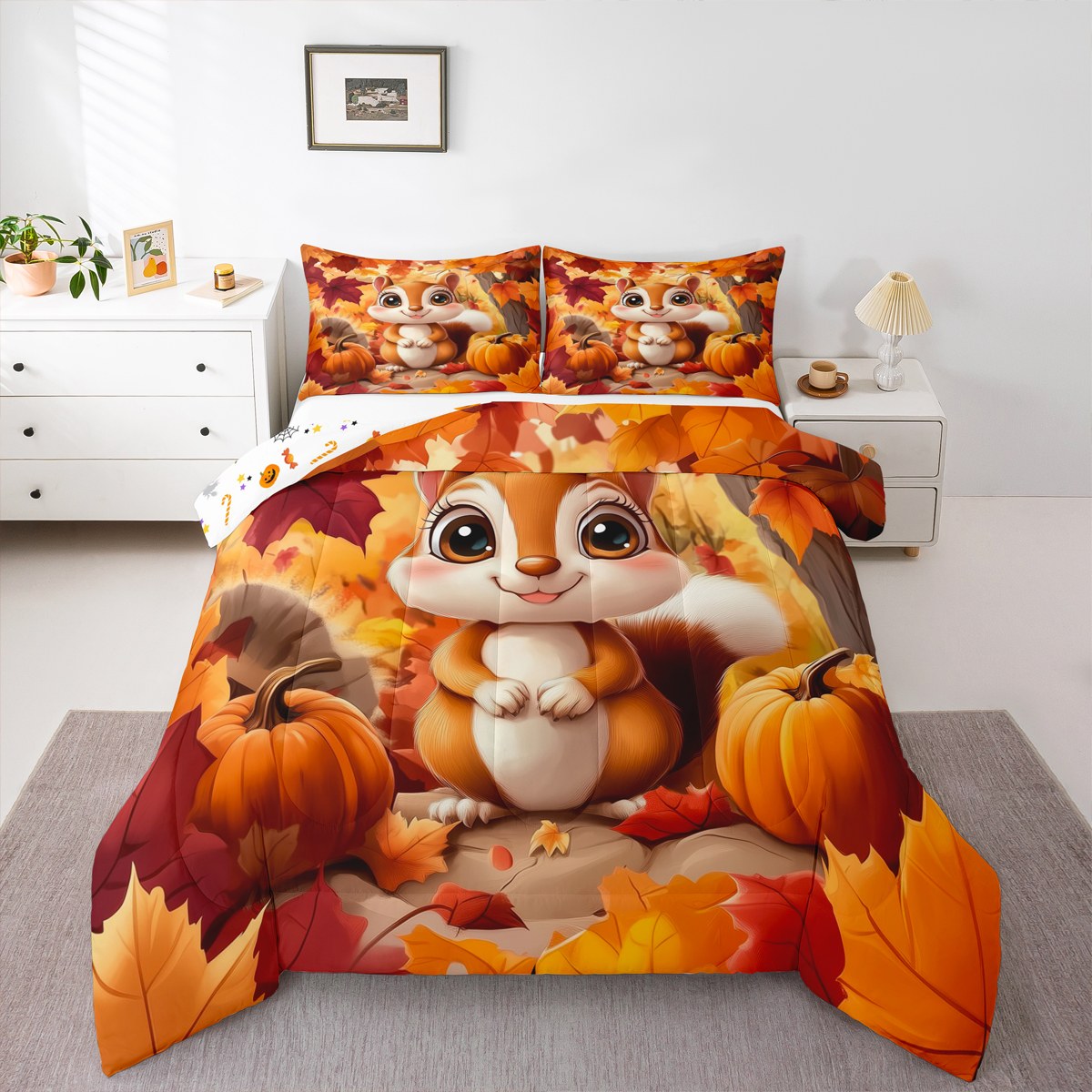 Manfei Kawaii Squirrel Bedding Comforter Set,Western Halloween Theme ...