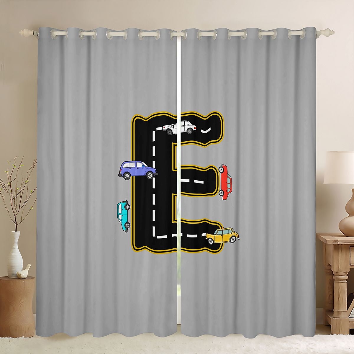 Manfei Kawaii Toy Race Car Blackout Curtains Set of 2 (52x84 Each ...