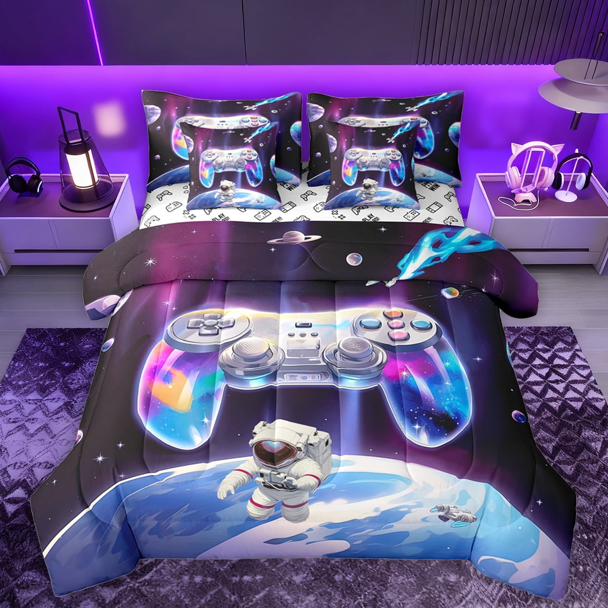 Manfei Kids Gamepad Controller 7pcs Bedding Comforter Set,Console Video ...