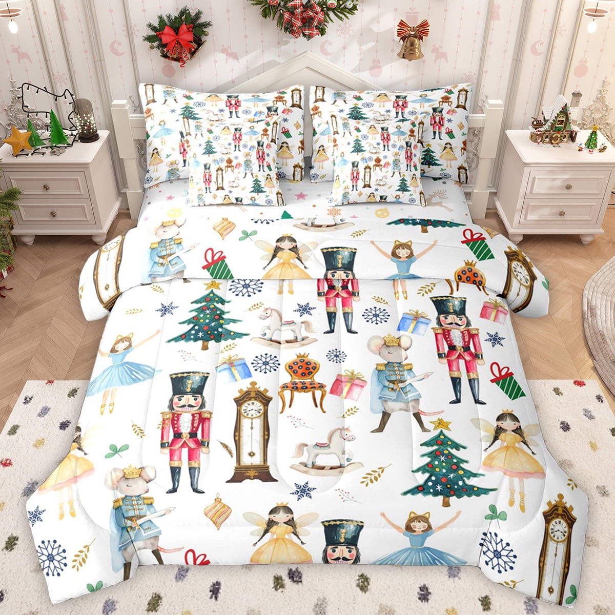 Manfei Kids Xmas Nutcracker Bedding Comforter Set 7pcs, Cute Princess ...