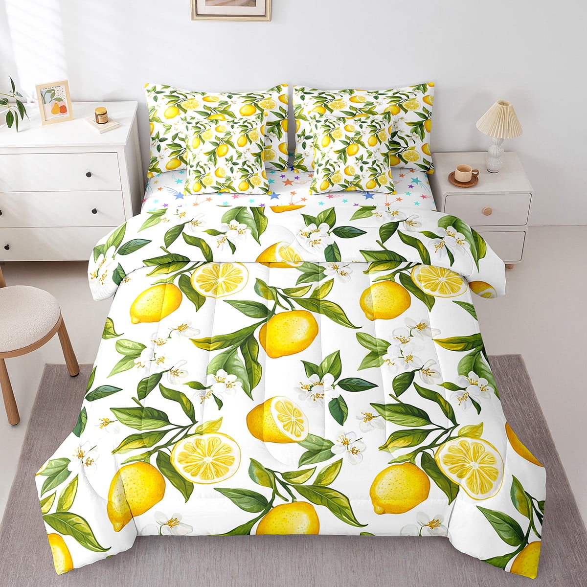 Manfei Lemon Bedding Comforter Set 7pcs,Cute Fruit King Bedding Sets ...