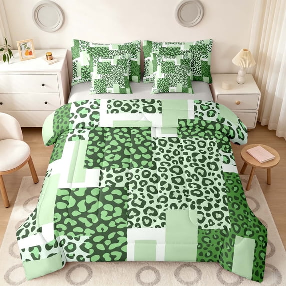 Manfei Leopard Patchwork King Bedding, Cheetah Print King Bed in a Bag ...