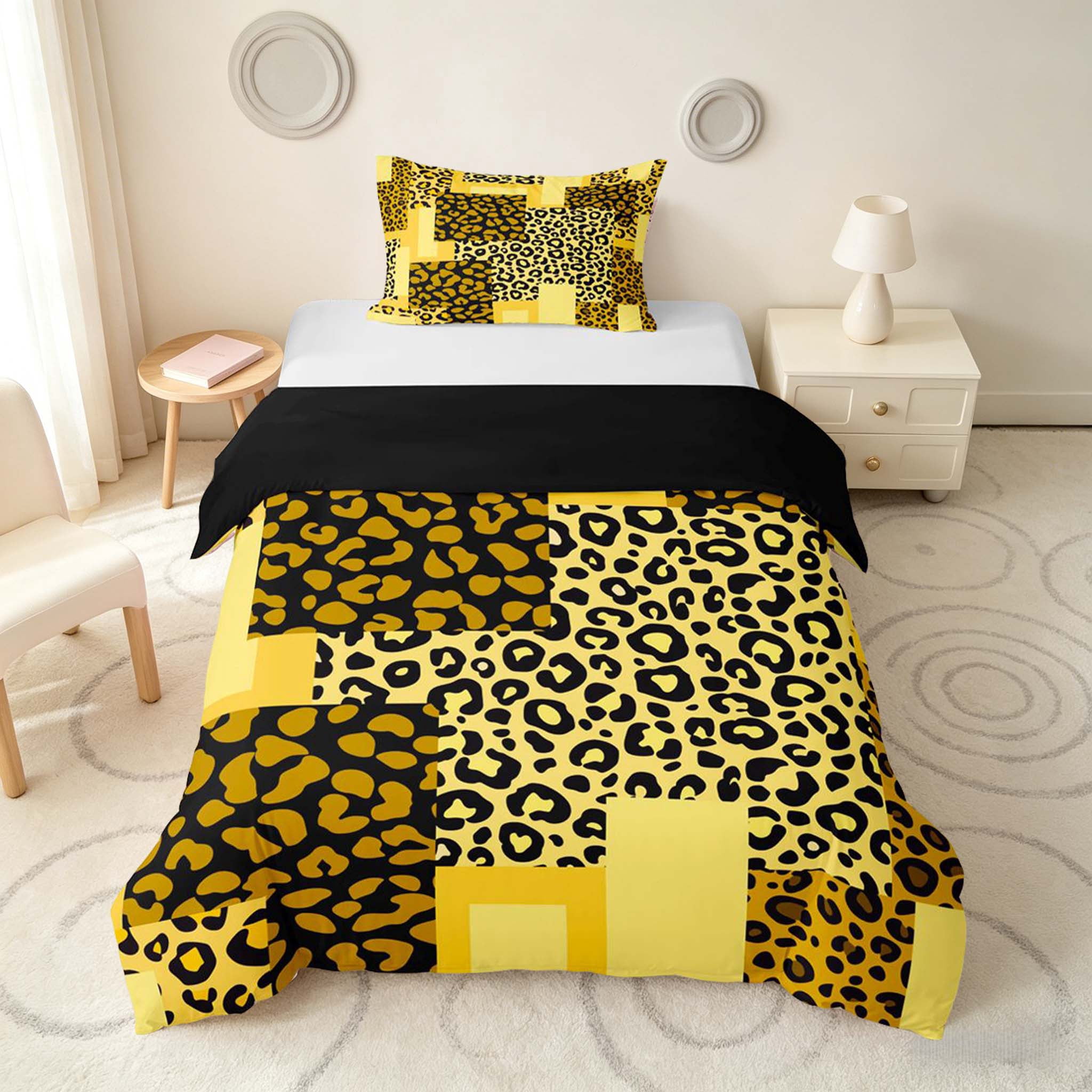 Manfei Leopard Patchwork Twin Duvet Cover, Cheetah Print Twin Bedding ...