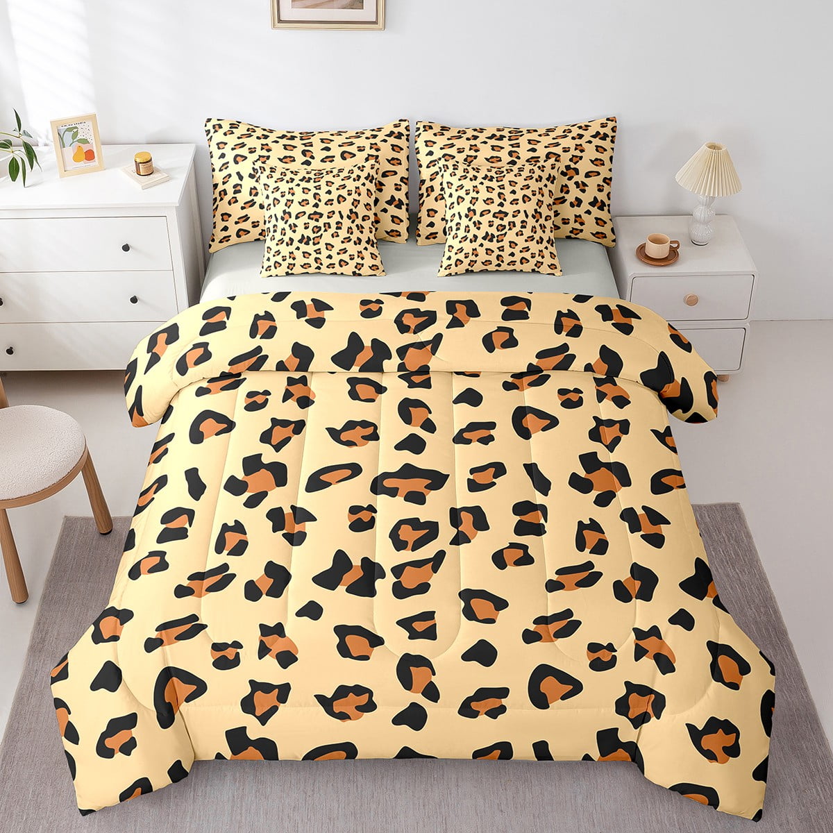 Manfei Leopard Print Bedding Sets King Size,Jungle Animal Comforter ...