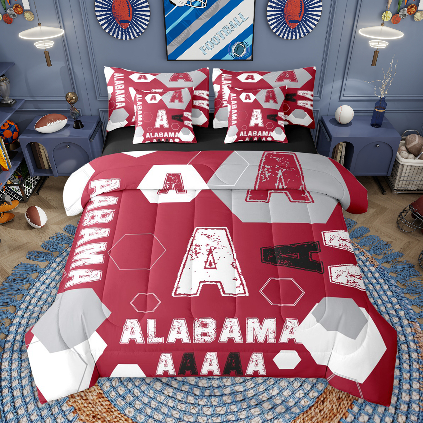 Manfei Letter A Monogrammed 7-Piece Twin Bedding Sets,Alabama Sport ...