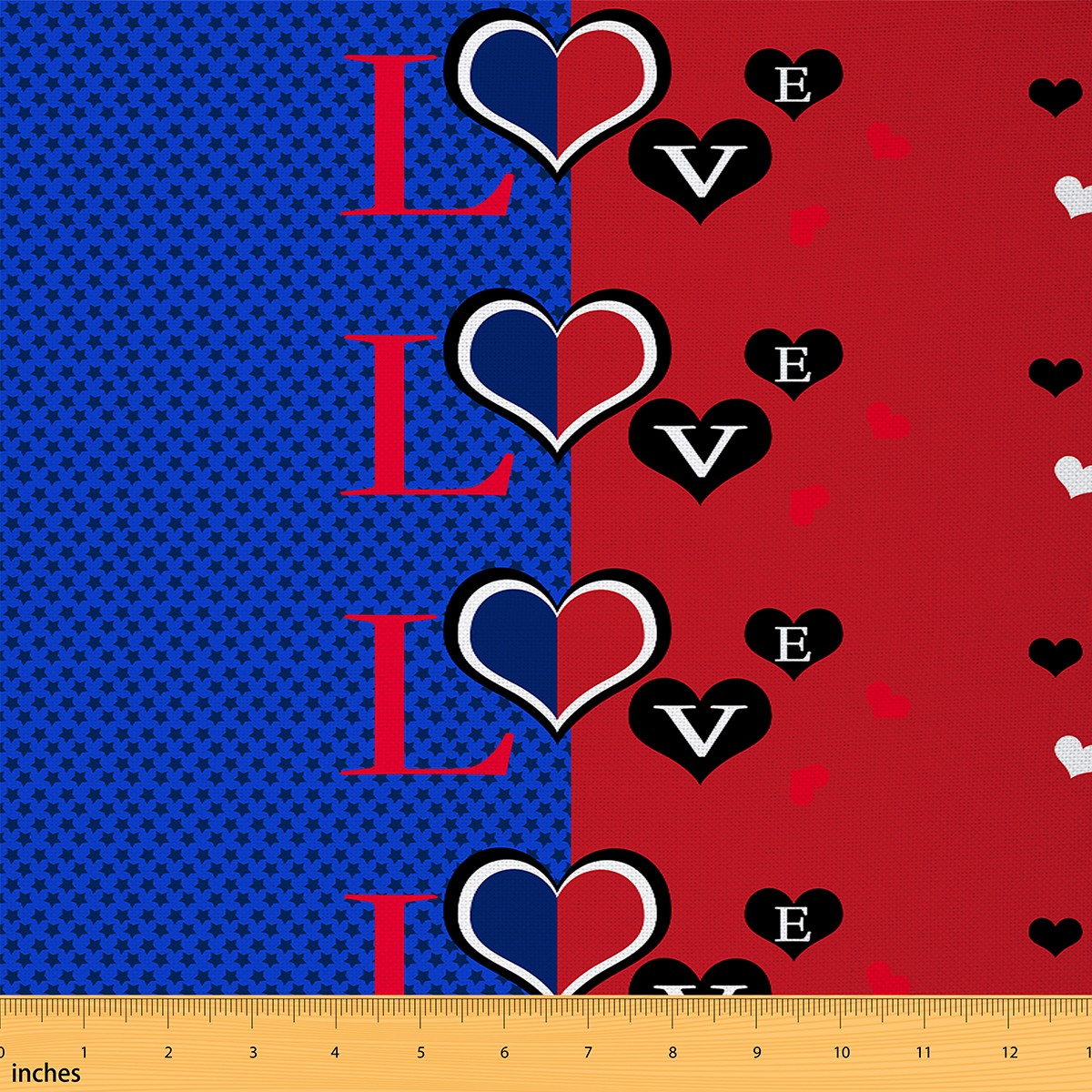 Manfei Love Print Fabric by the Yard (5 Yards), Blue Red Aesthetic ...