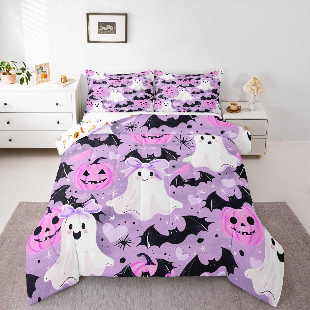 Manfei Lovely Ghost Bedding Comforter Set,Halloween Theme Twin ...
