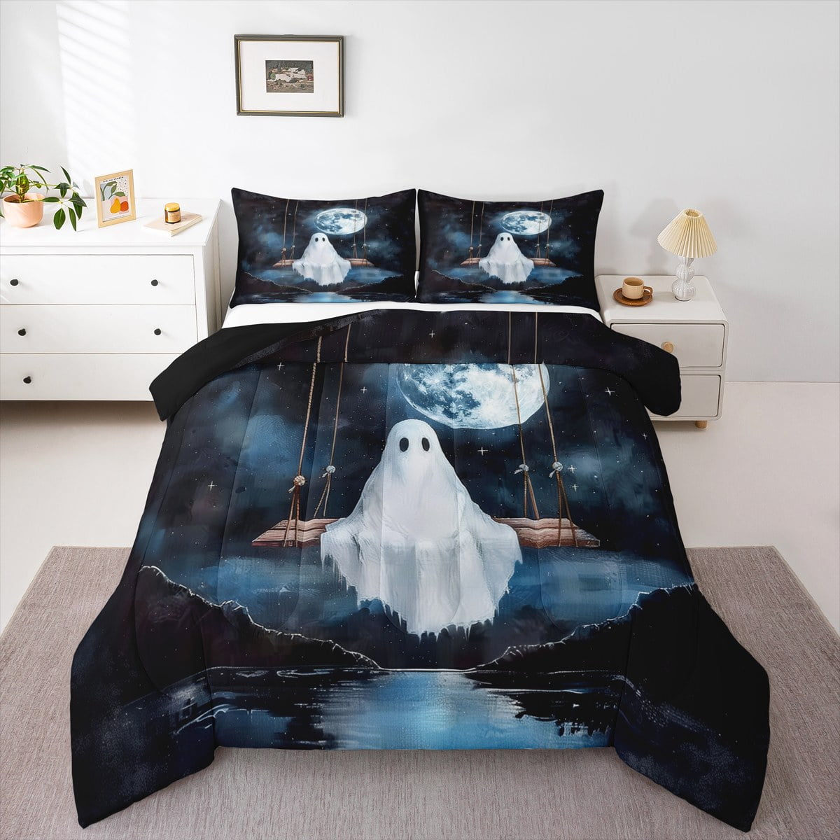 Manfei Lovely Ghost Comforter Sets King Size,Oil Painting Comforters ...