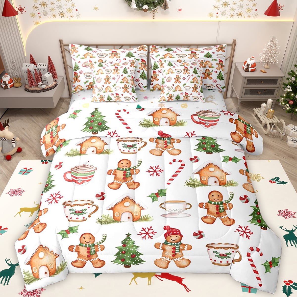 Manfei Lovely Gingerbread House 7pcs Bedding Comforter Set,Christmas ...