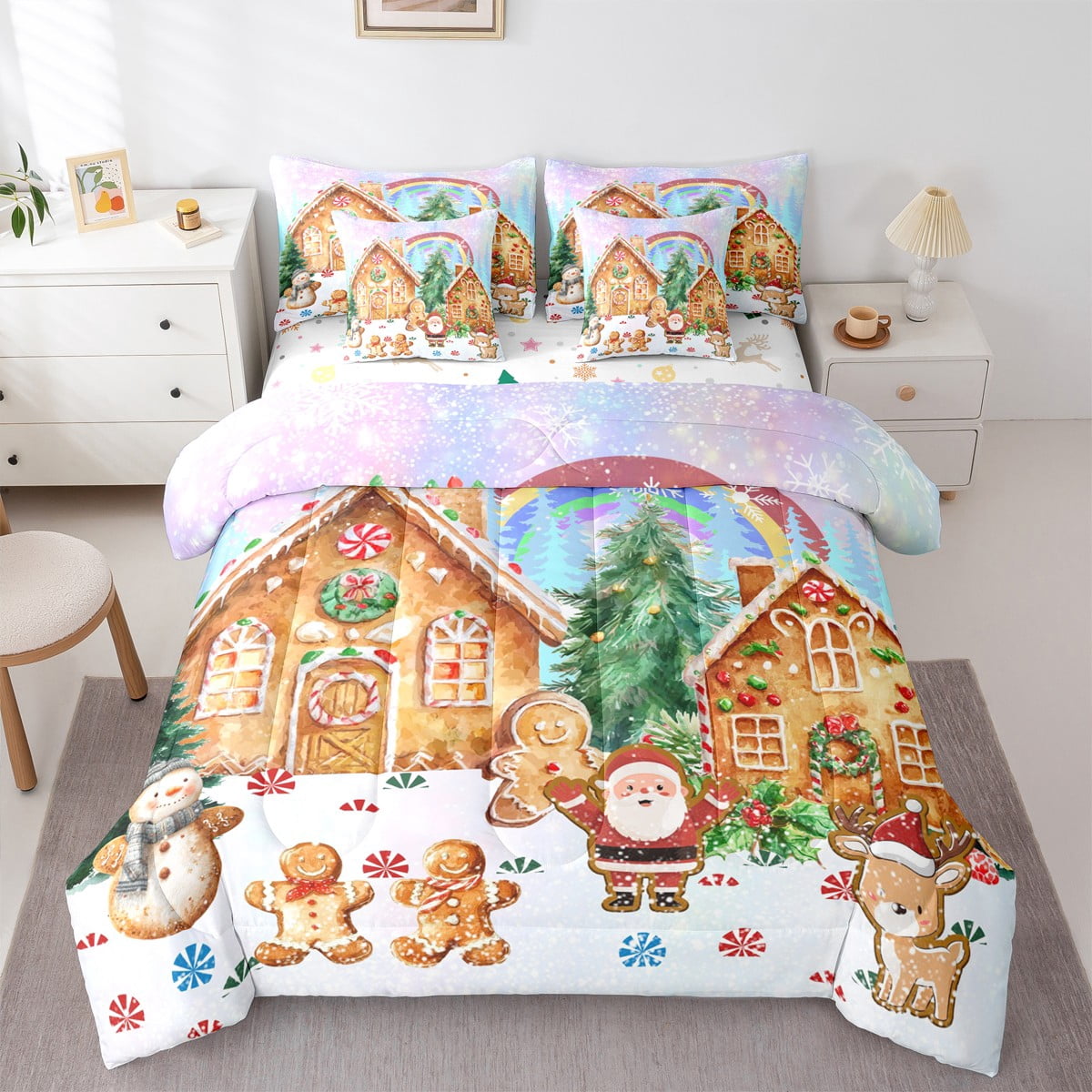 Manfei Lovely Santa Claus 7 Pieces Bedding Comforter Set,Cartoon ...