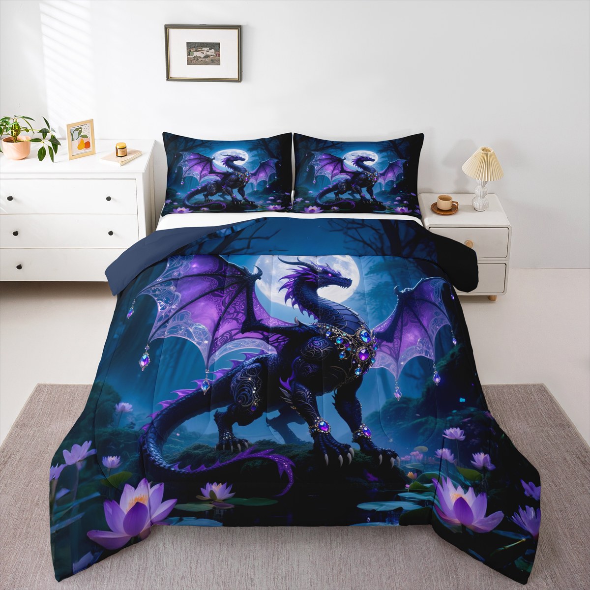 Manfei Magic Dragon Comforter Sets Full Size, Western Animal Comforters ...