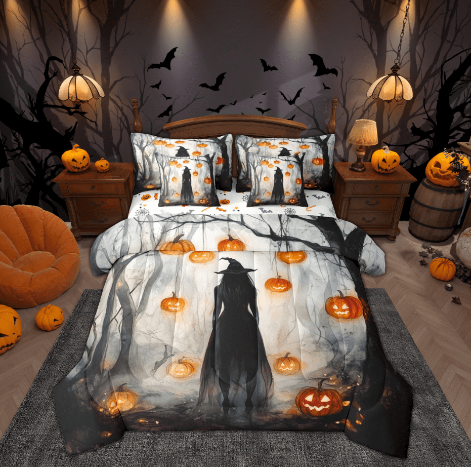 Manfei Magic Halloween Witch Bedding Comforter Set 7 Pieces for Kids ...