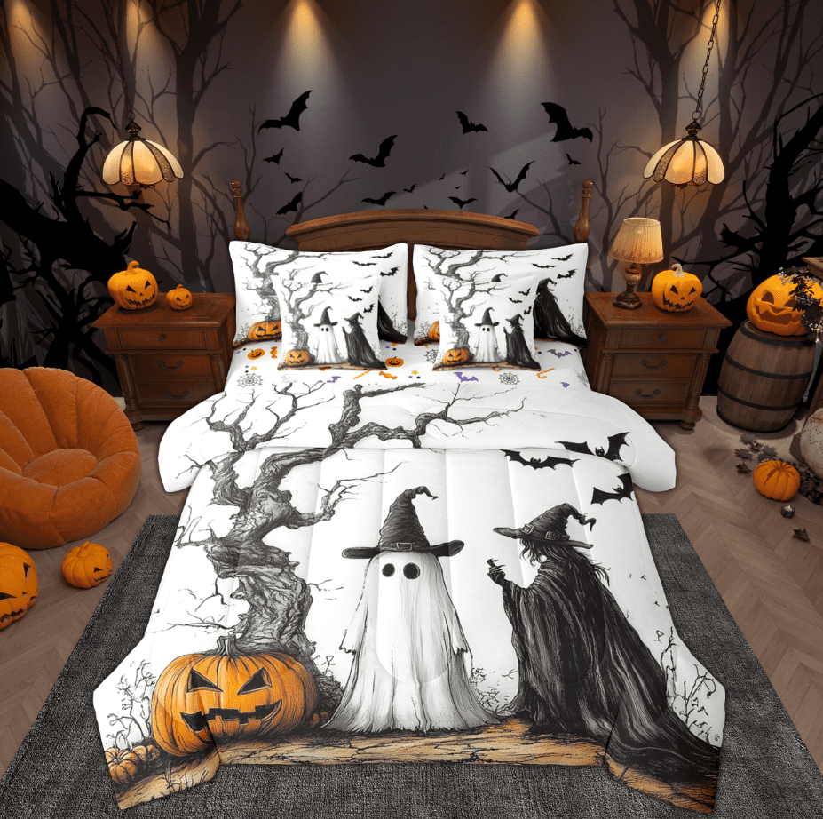 Manfei Magic Halloween Witch Bedding Comforter Set 7pcs for Kids, Neon ...