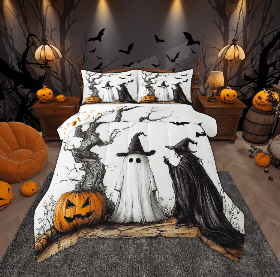 Manfei Magic Halloween Witch Full Size Comforter Sets for Kids, Neon ...