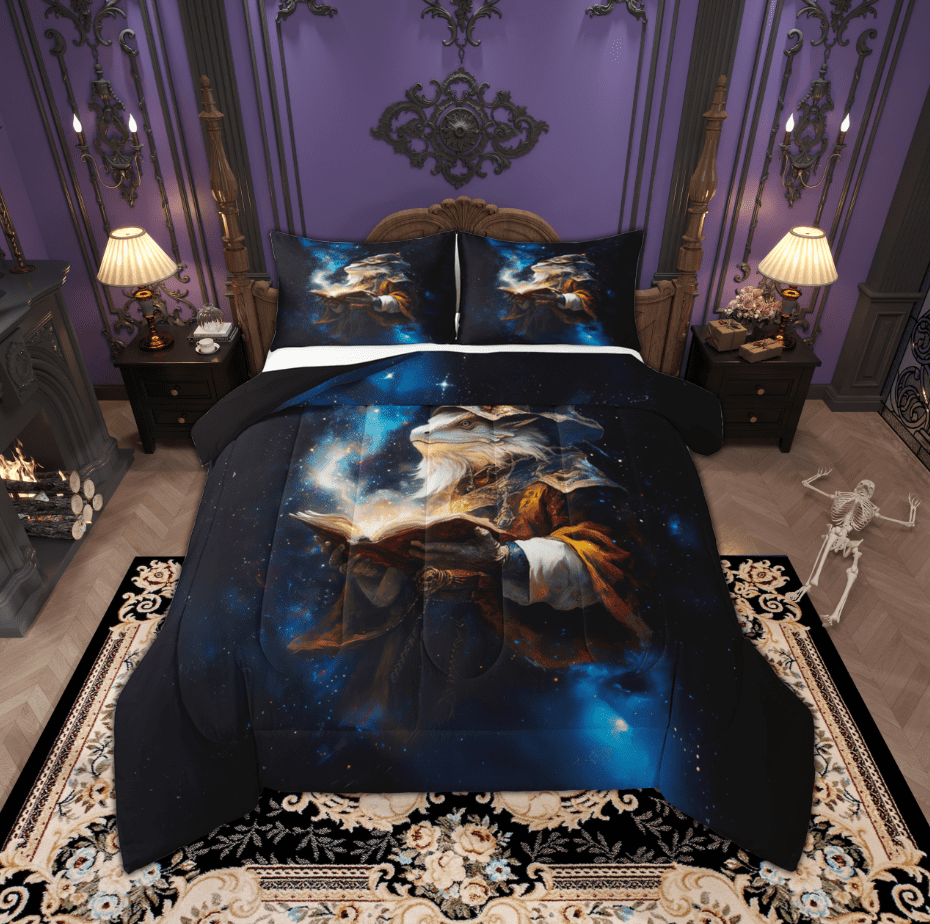 Manfei Magic Lizard Animal Queen Comforter Set for Kid, Glitter Stars ...