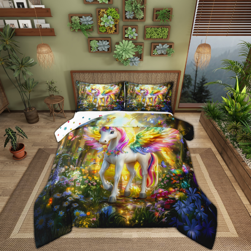 Manfei Magic Unicorn Comforter Sets Full Size, Fairy Tale Down ...