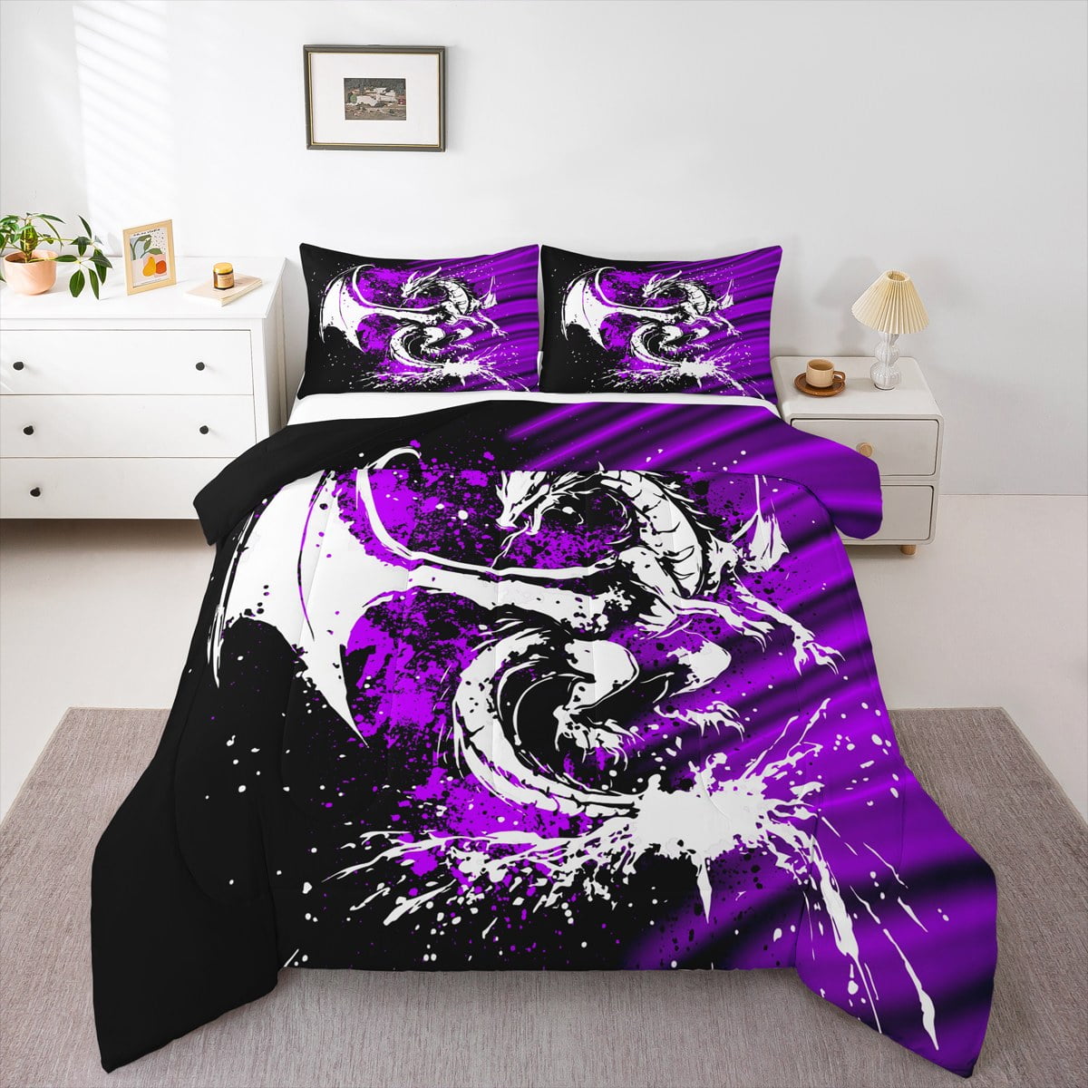 Manfei Magical Dragon 3pcs King Size Comforter Sets,Graffiti Splash ...