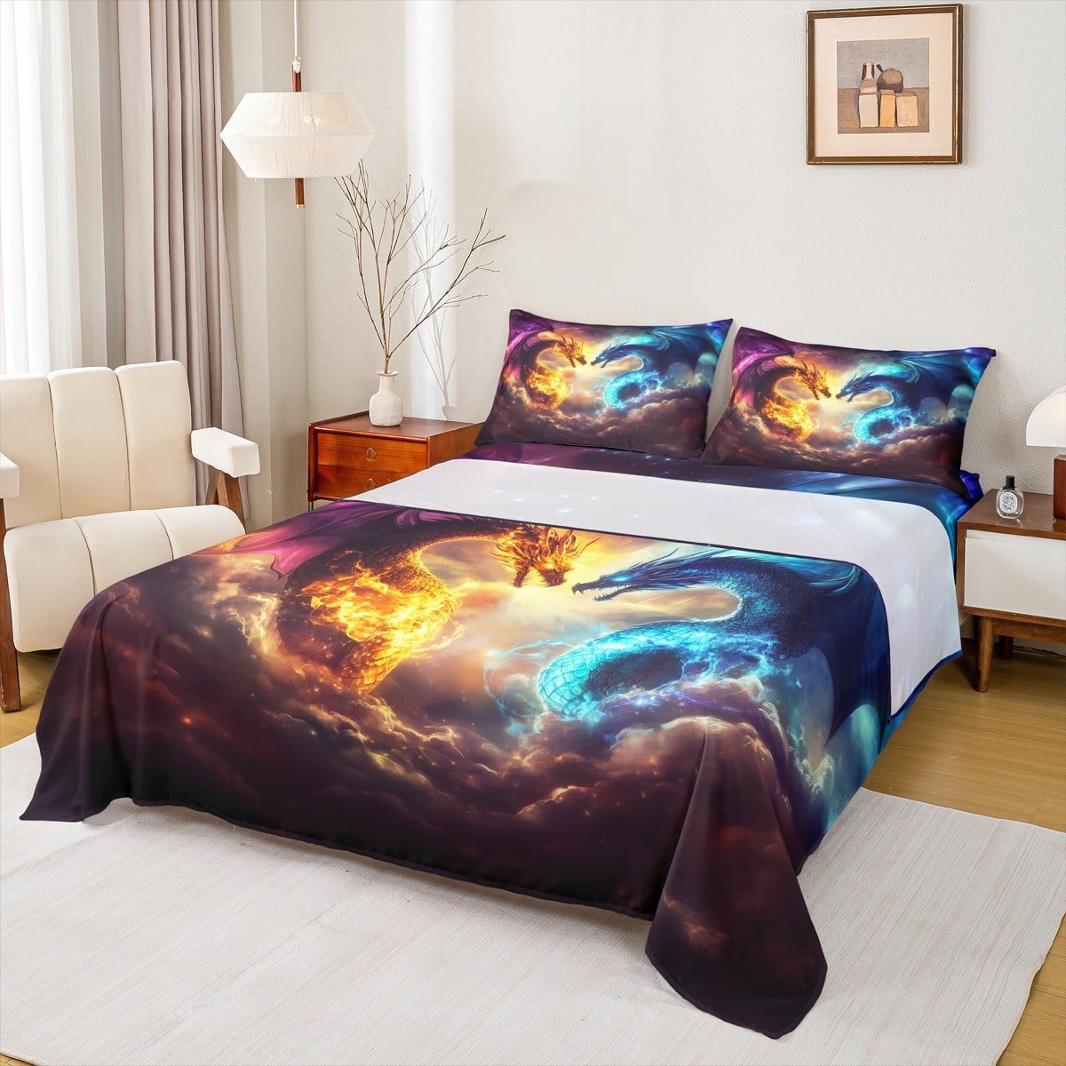 Manfei Magical Dragon 4-Piece Full Size Sheets,Magic Animal Bed Sheets ...
