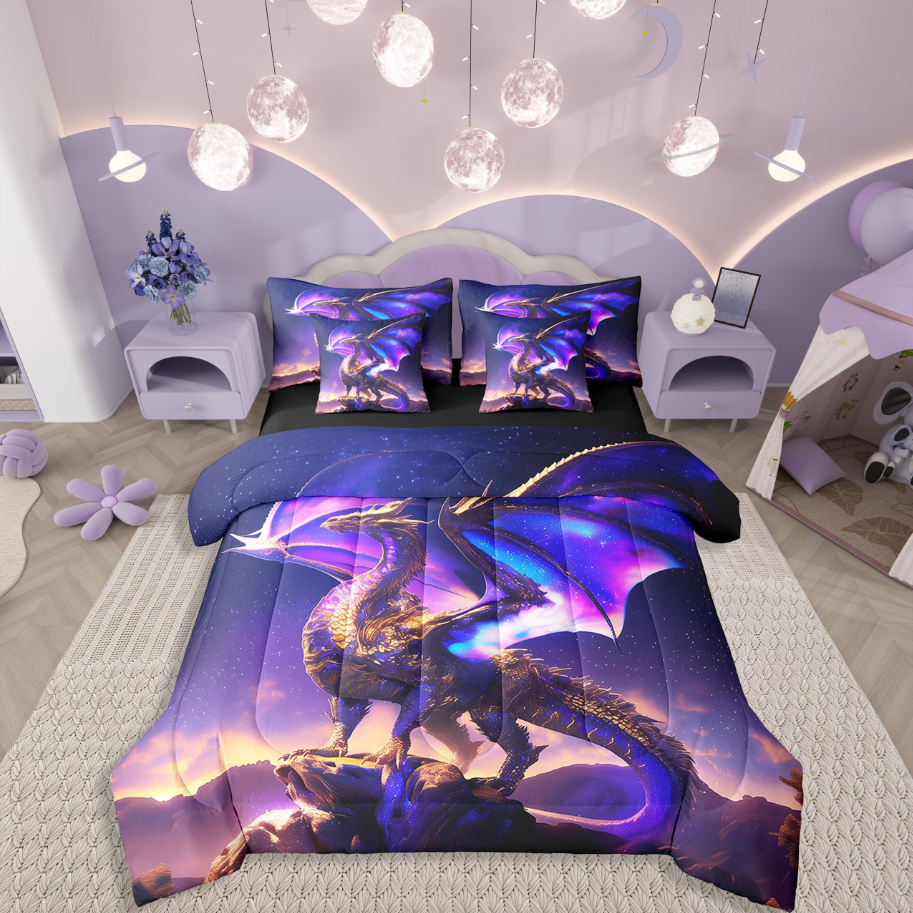 Manfei Magical Dragon 7pcs Bedding Comforter Set,Galaxy Universe Queen ...