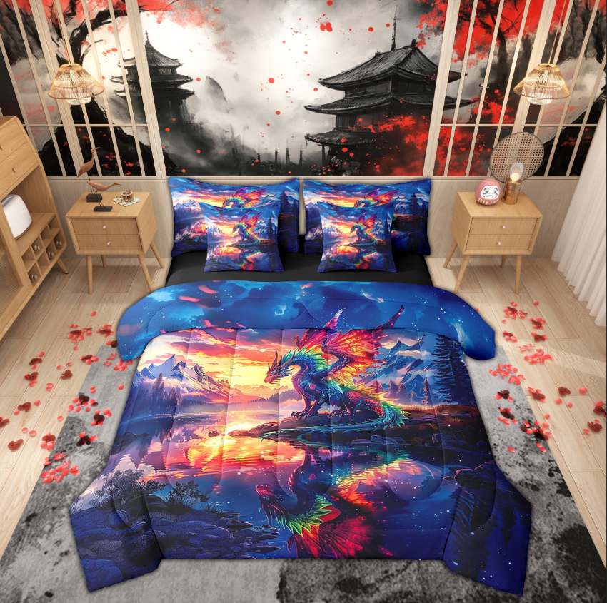 Manfei Magical Dragon Bed in a Bag Twin size, Western Animal Bedding ...