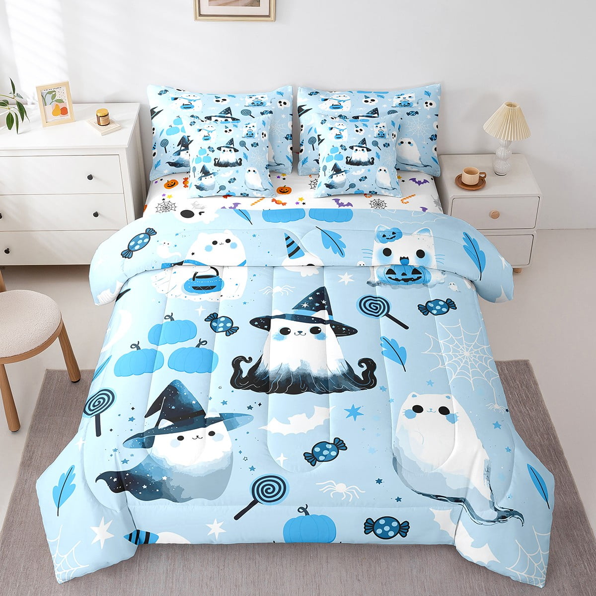 Manfei Magical Ghost Bed in a Bag King size, Gothic Spider Pumpkin Bed ...