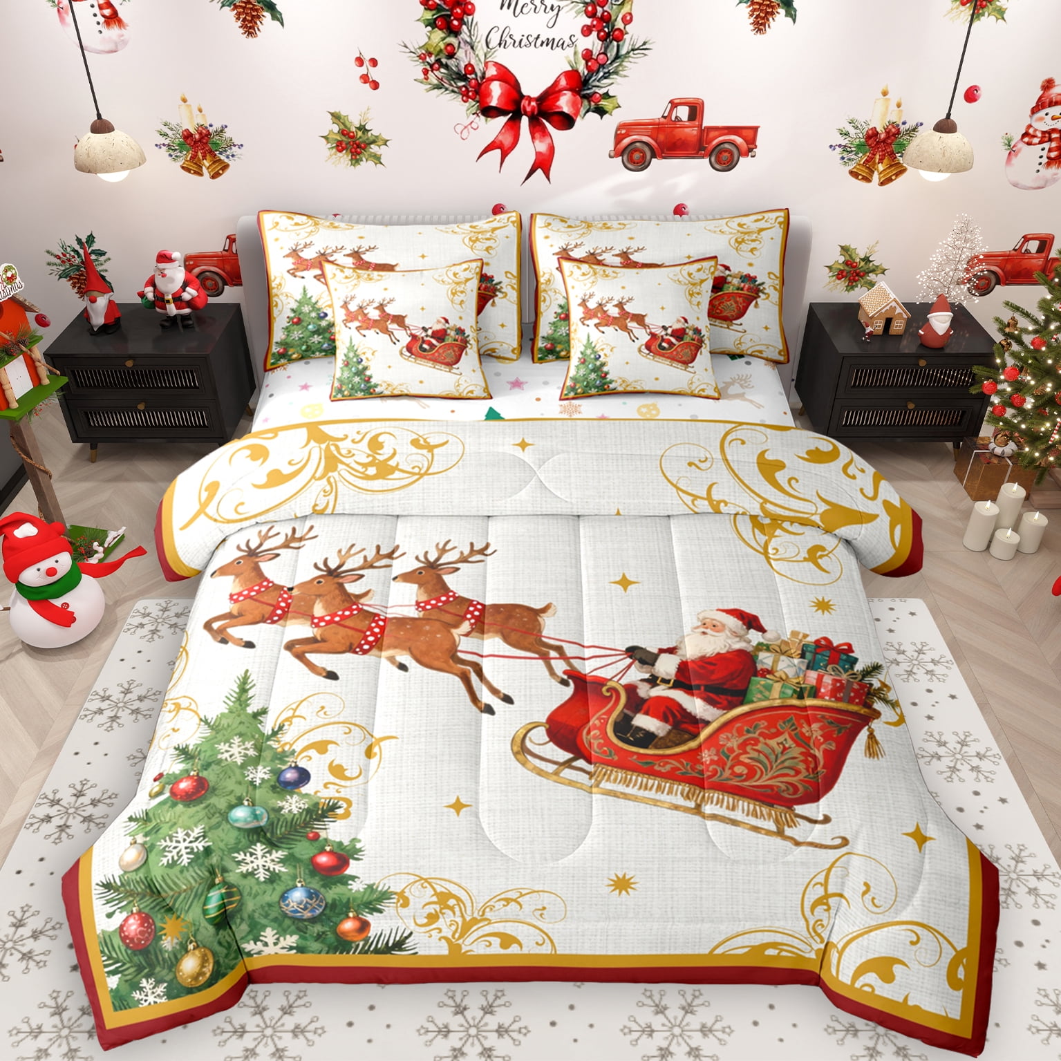 Surprising Christmas Queen Bed Sets Images