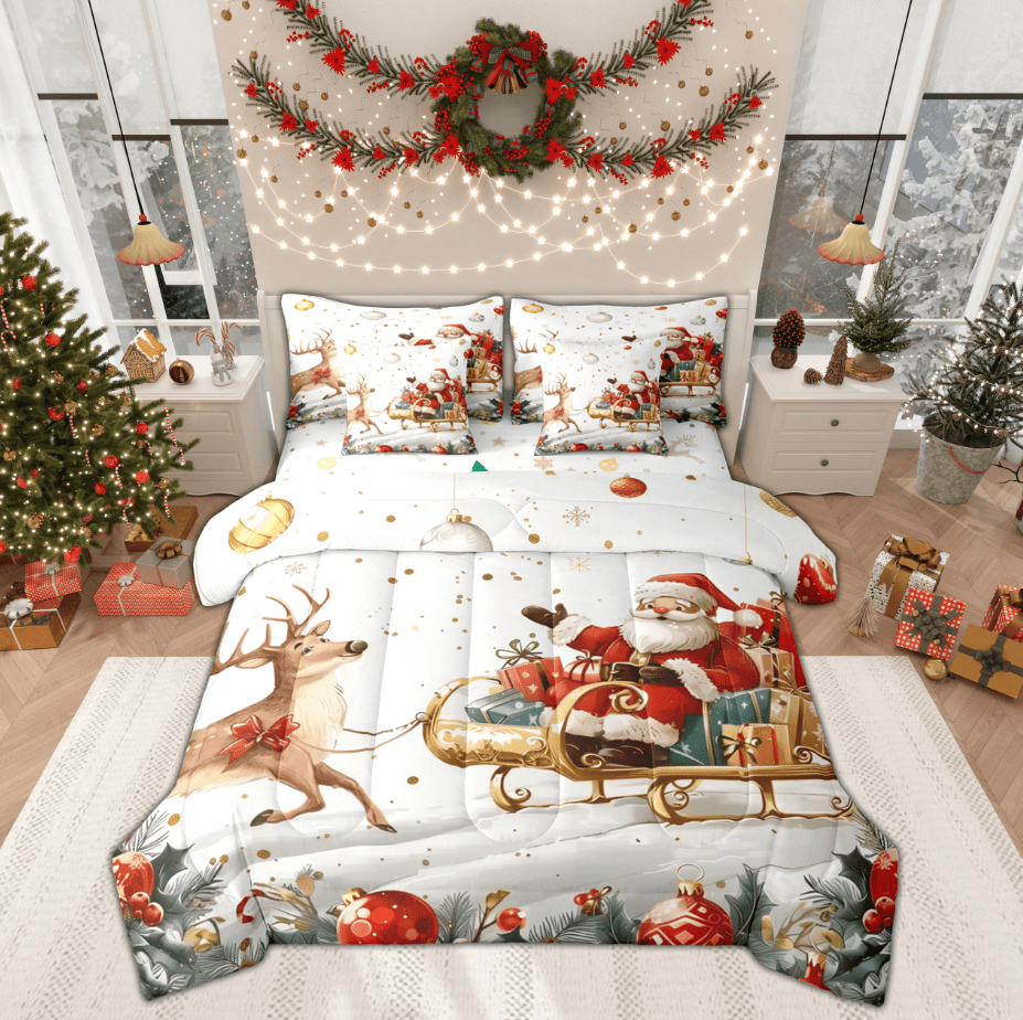 Manfei Magical Santa Claus Bedding Comforter Set 7pcs, Kawaii Christmas ...