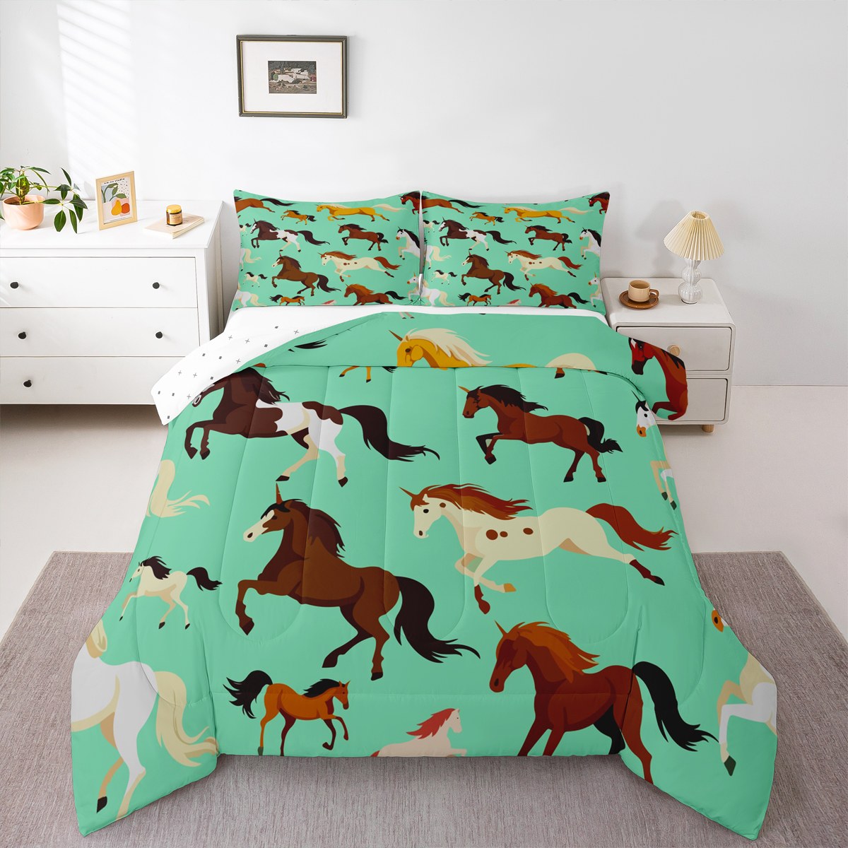 Manfei Magical Unicorn 3pcs King Size Comforter Sets,Western Theme ...