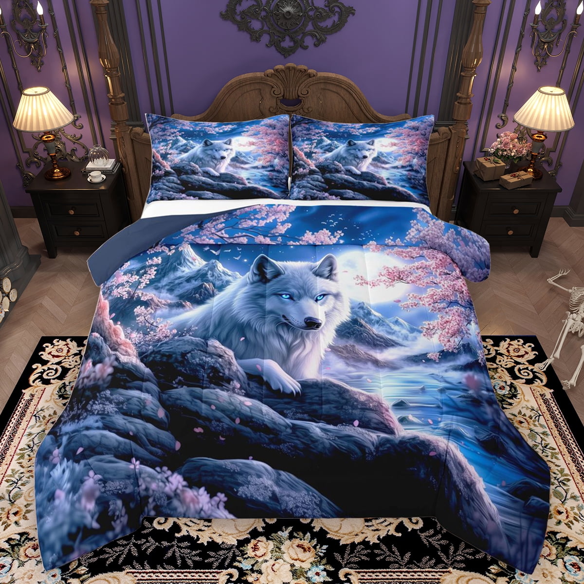 Manfei Magical Wolf Wildlife Bedding Comforter Set for Teens, Japanese ...