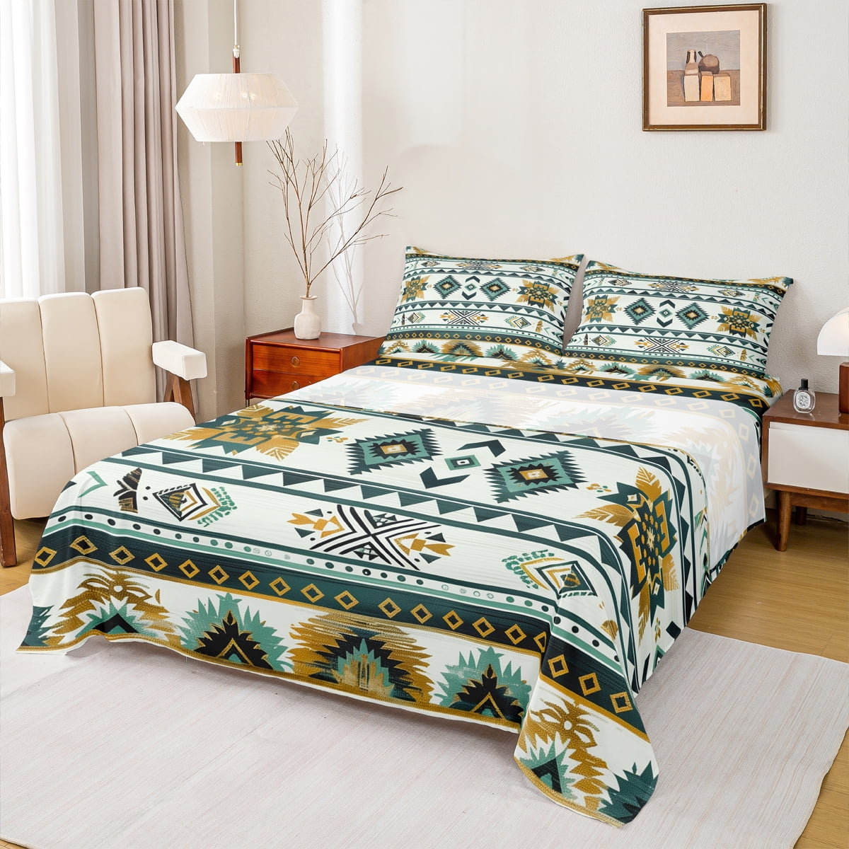 Manfei Mandala Aztec Abstract Bed Sheets, Western Hippie Boho King ...