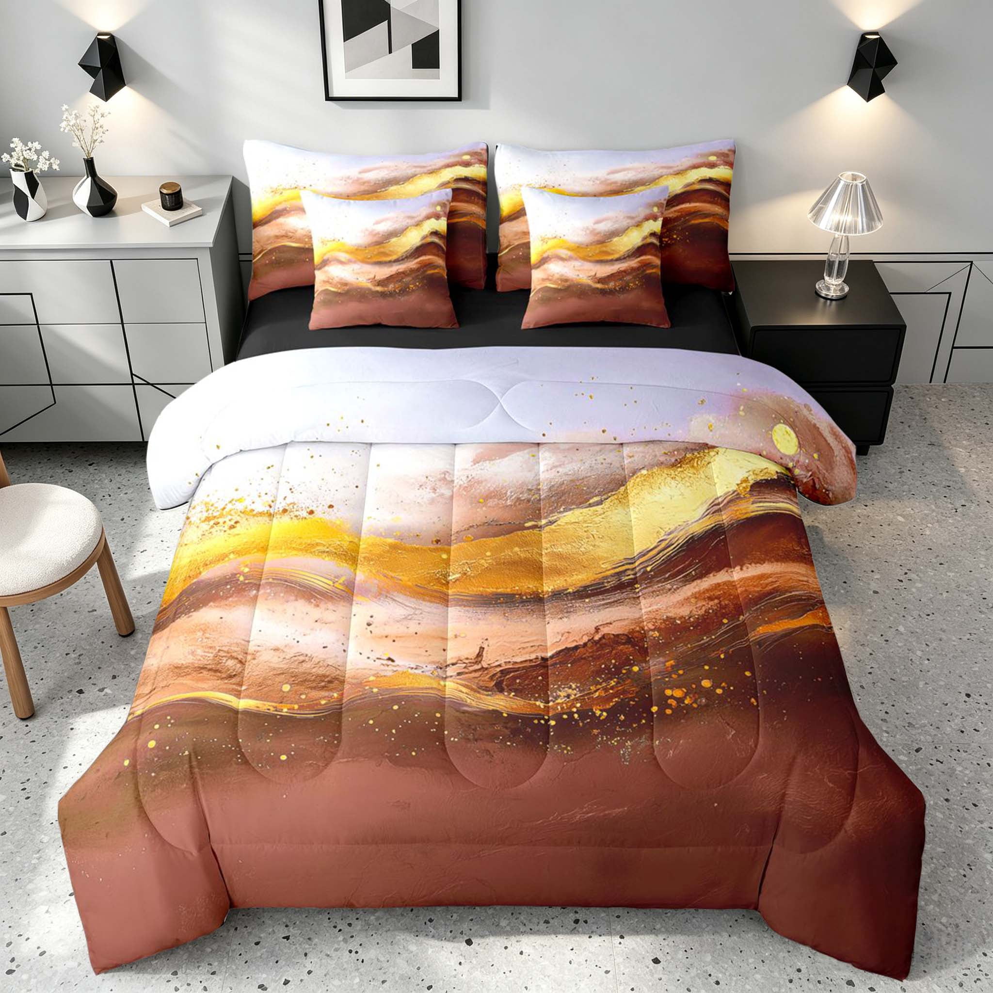 Manfei Marble Full Size Bedding Sets, Store Pattern Print Full Size Bed ...