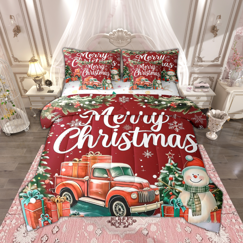 Manfei Merry Christmas Bedding Comforter Set 7-Piece for Boys Girls ...