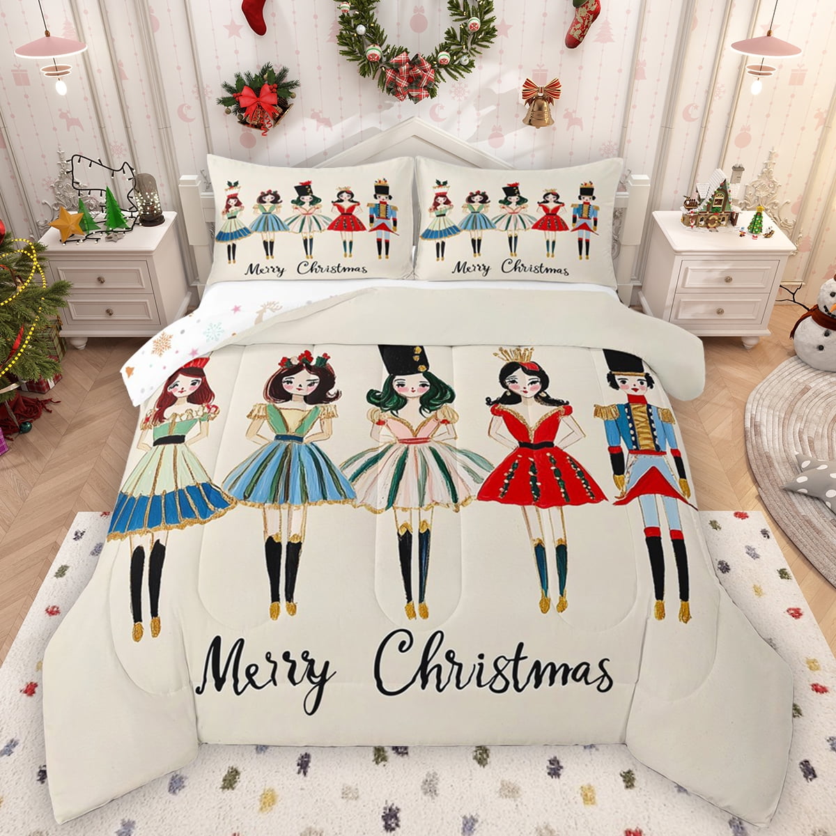 Manfei Merry Christmas Full Size Comforter Sets,Nutcracker Soldier ...