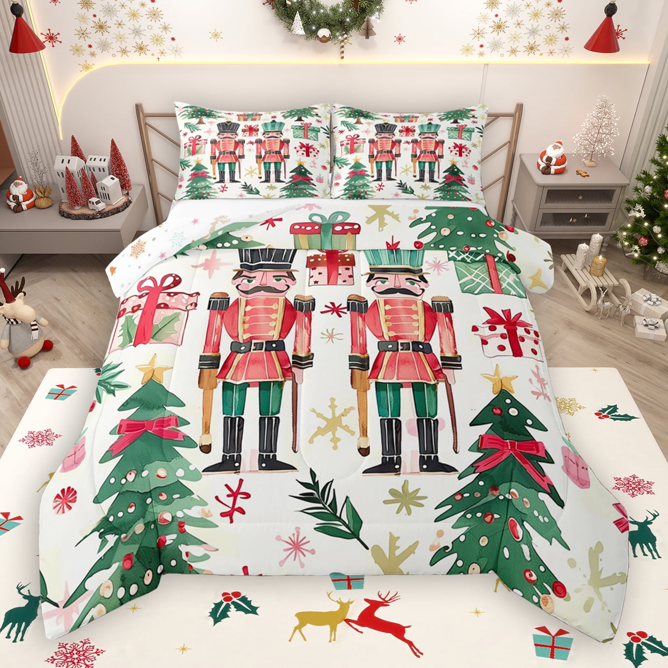 Manfei Merry Christmas Full Size Comforter Sets,Xmas Nutcracker Soldier ...