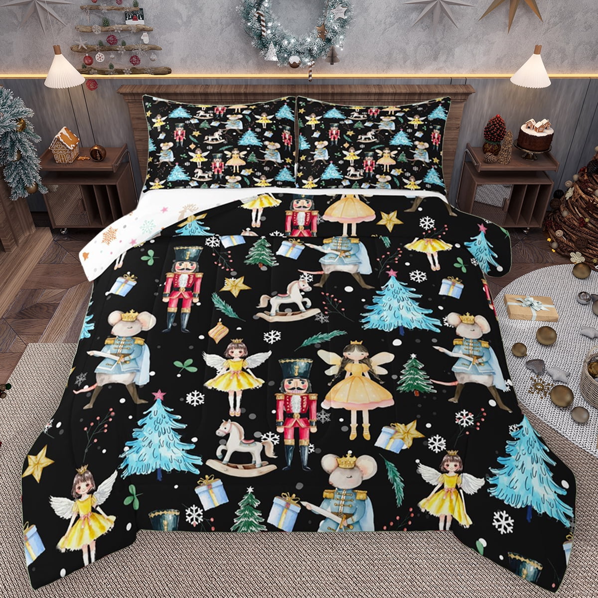 Manfei Merry Christmas Kids Queen Comforter Set, Dreamy Fairy Princess ...