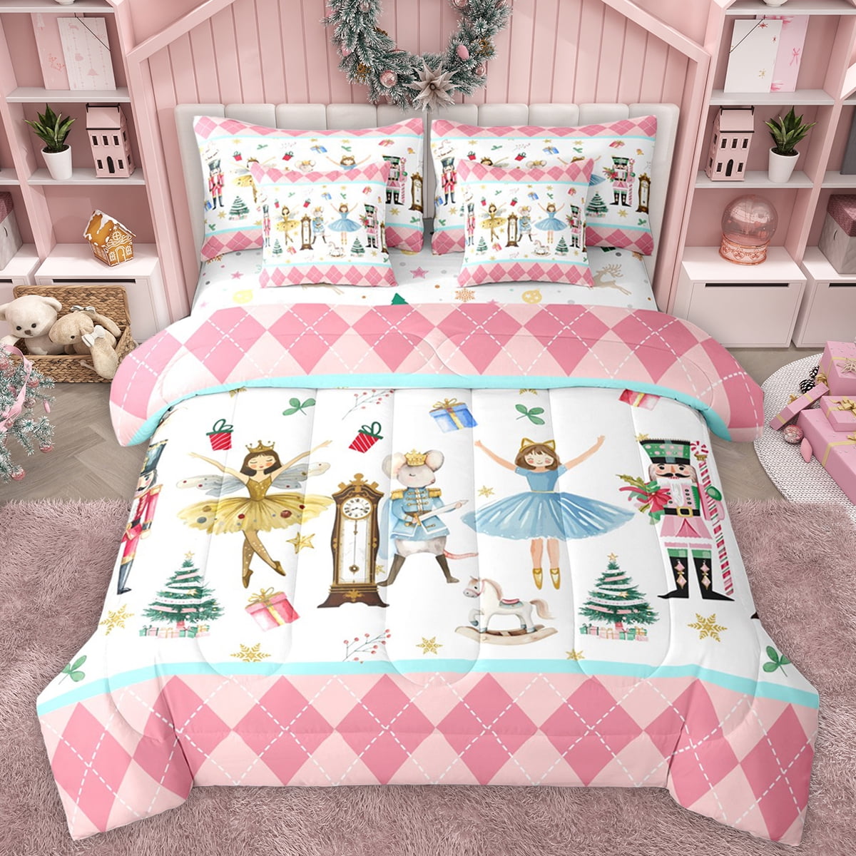 Manfei Merry Christmas Kids Twin Bedding Sets 7-Piece, Dreamy Ballet ...