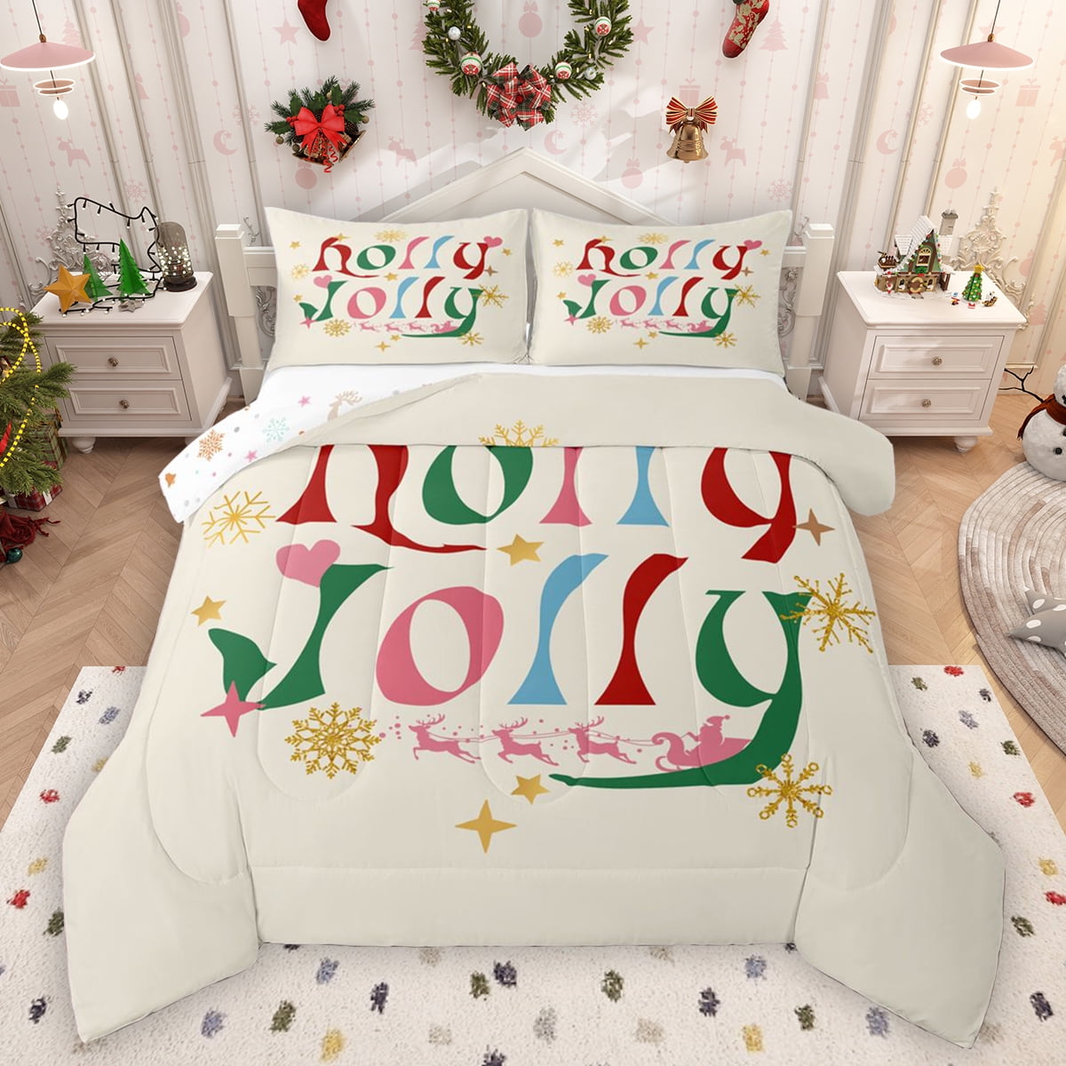 Homewish Merry Christmas Teens Full Size Comforter Sets, Magic Santa ...
