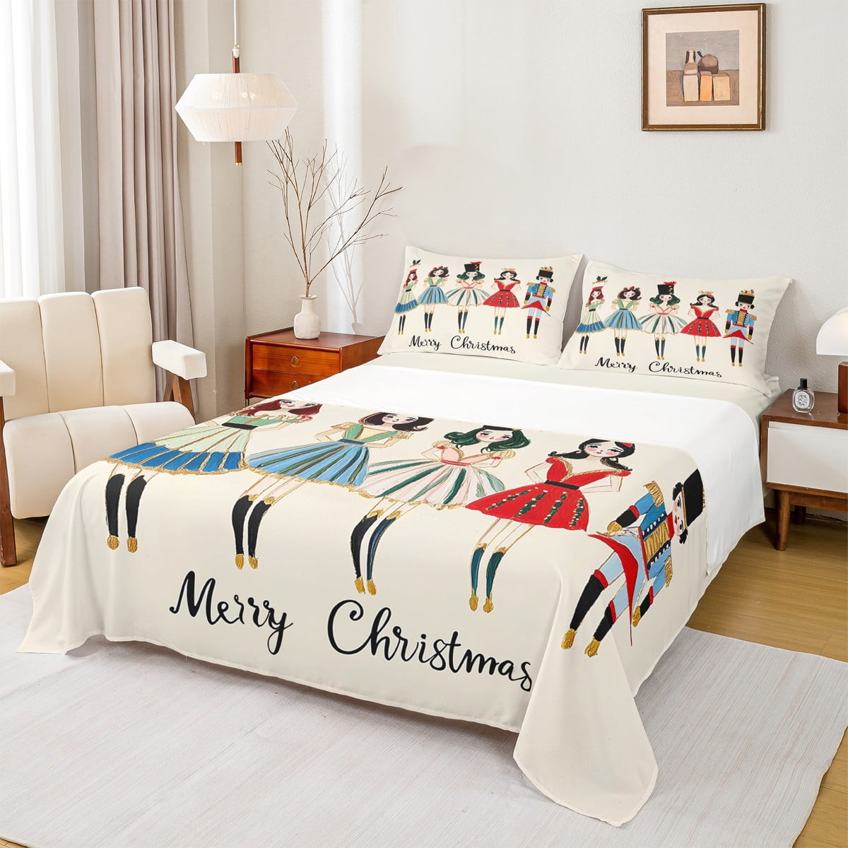 Manfei Merry Christmas Twin Sheet Sets,Nutcracker Soldier Twin Fitted ...